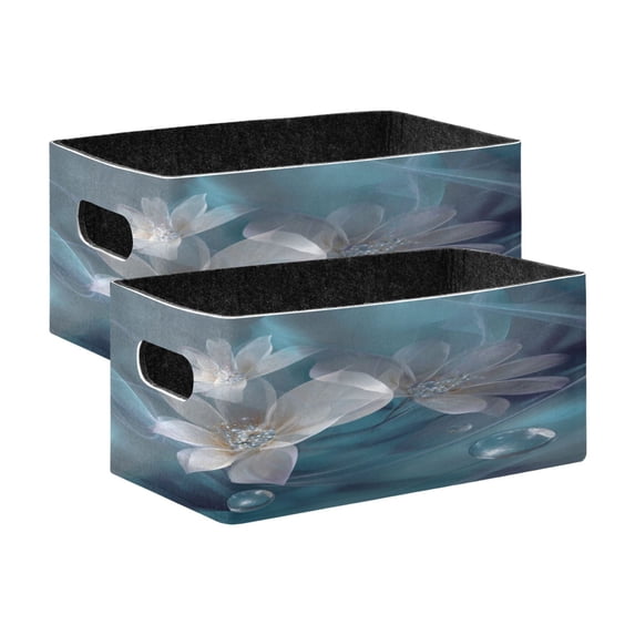 2 Pcs Foldable Felt Storage Bins Decorative Fabric Organizer Baskets ...