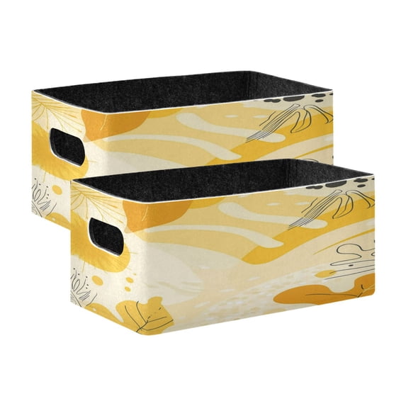 2 Pcs Foldable Felt Storage Bins Decorative Fabric Organizer Baskets ...