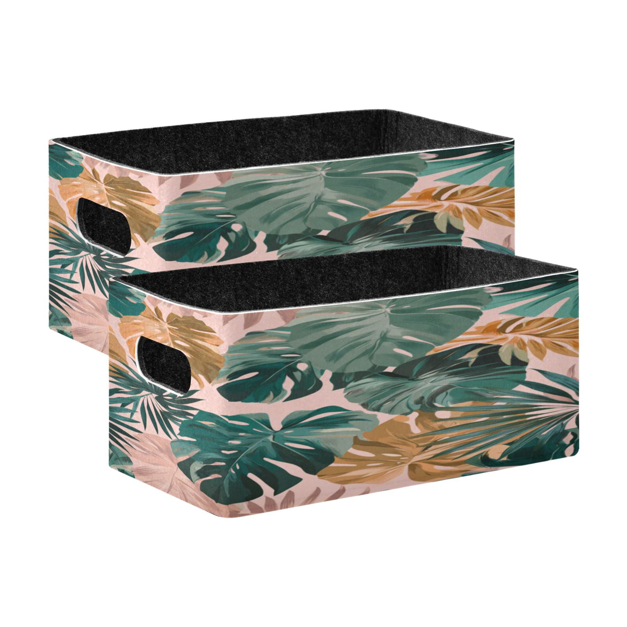 2 Pcs Foldable Felt Storage Bins Decorative Fabric Organizer Baskets ...