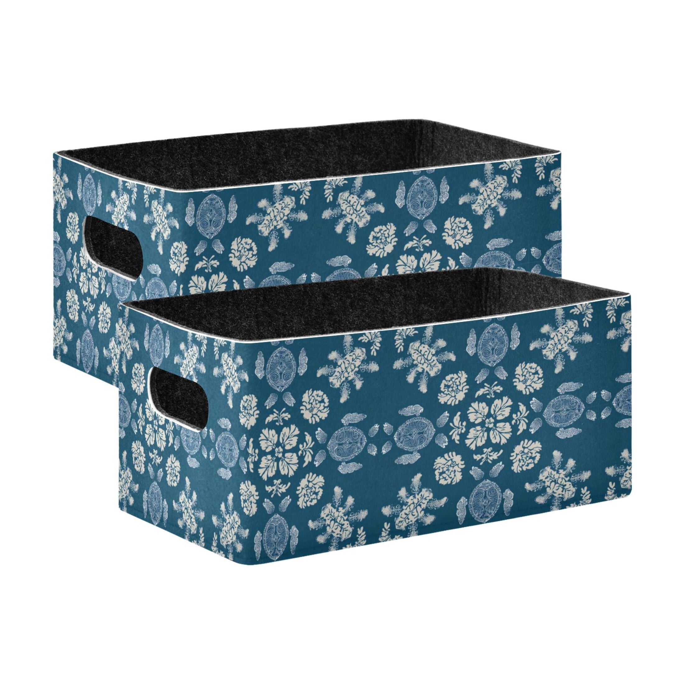 2 Pcs Foldable Felt Storage Bins Decorative Fabric Organizer Baskets ...