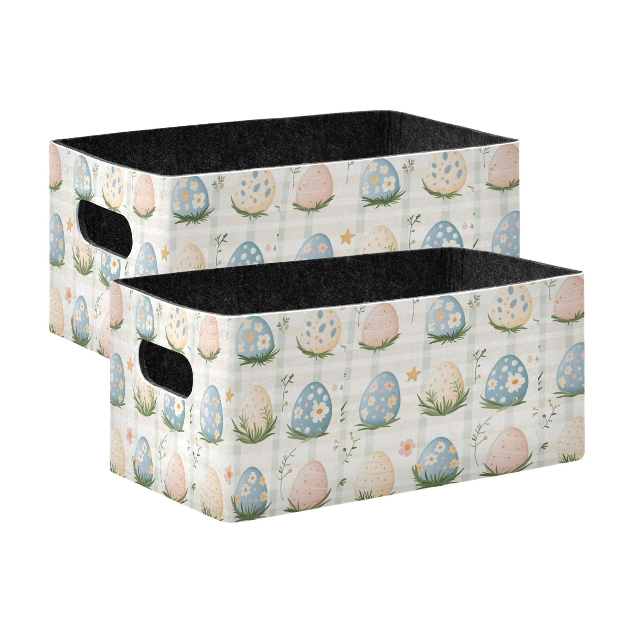 2 Pcs Foldable Felt Storage Bins Decorative Fabric Organizer Baskets ...