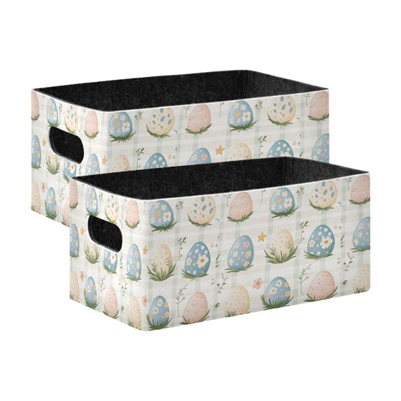 2 Pcs Foldable Felt Storage Bins Decorative Fabric Organizer Baskets ...