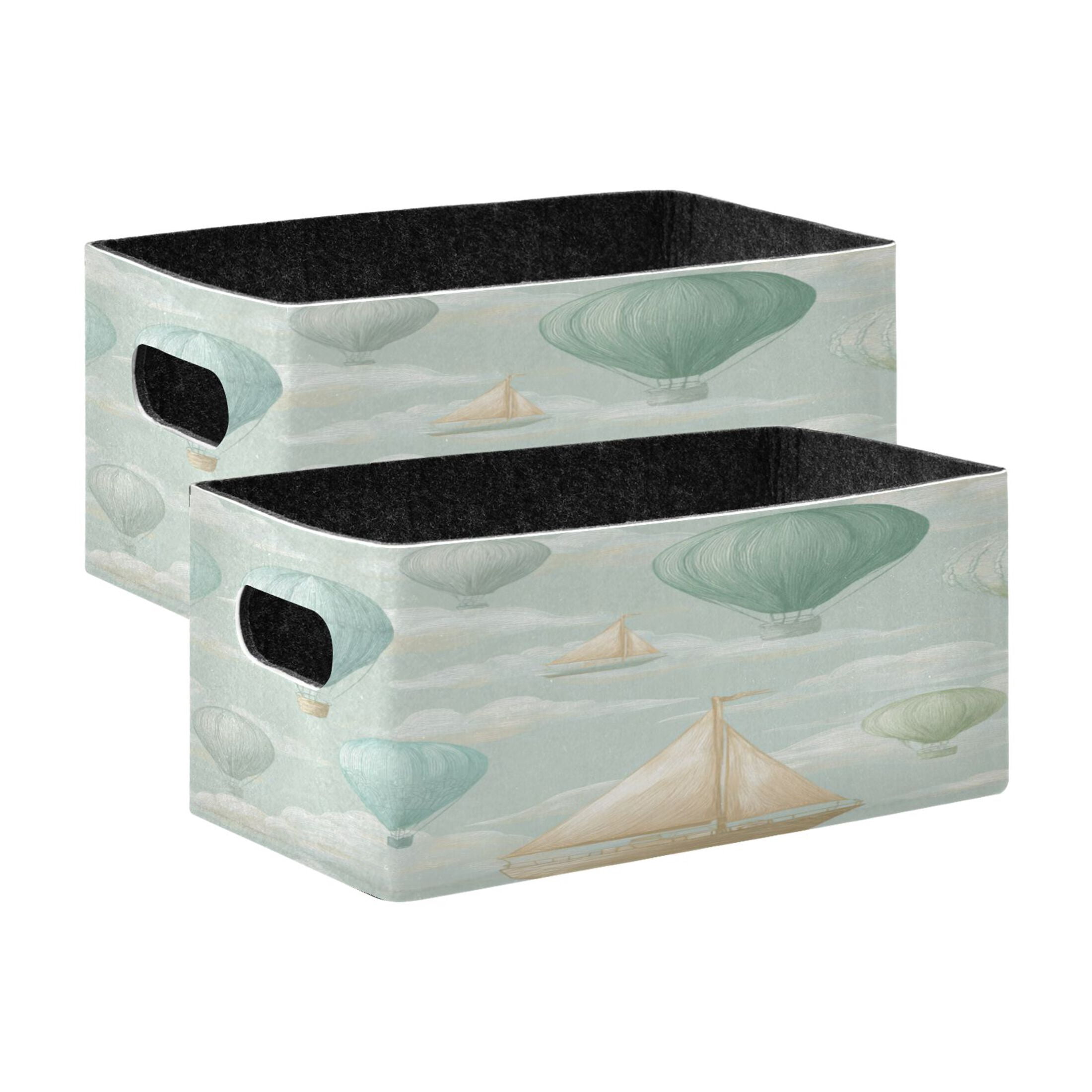 2 Pcs Foldable Felt Storage Bins Decorative Fabric Organizer Baskets ...
