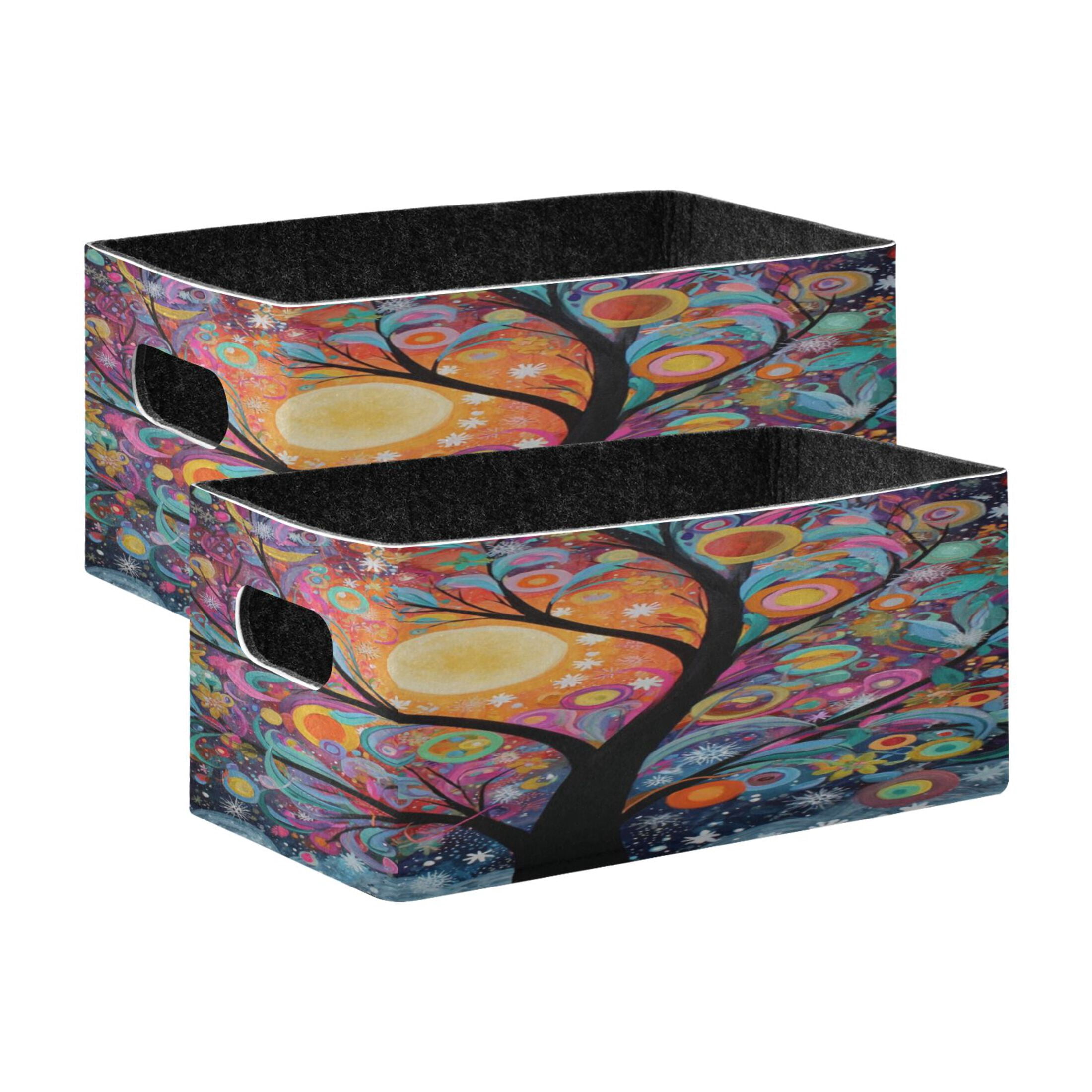 2 Pcs Foldable Felt Storage Bins Decorative Fabric Organizer Baskets ...