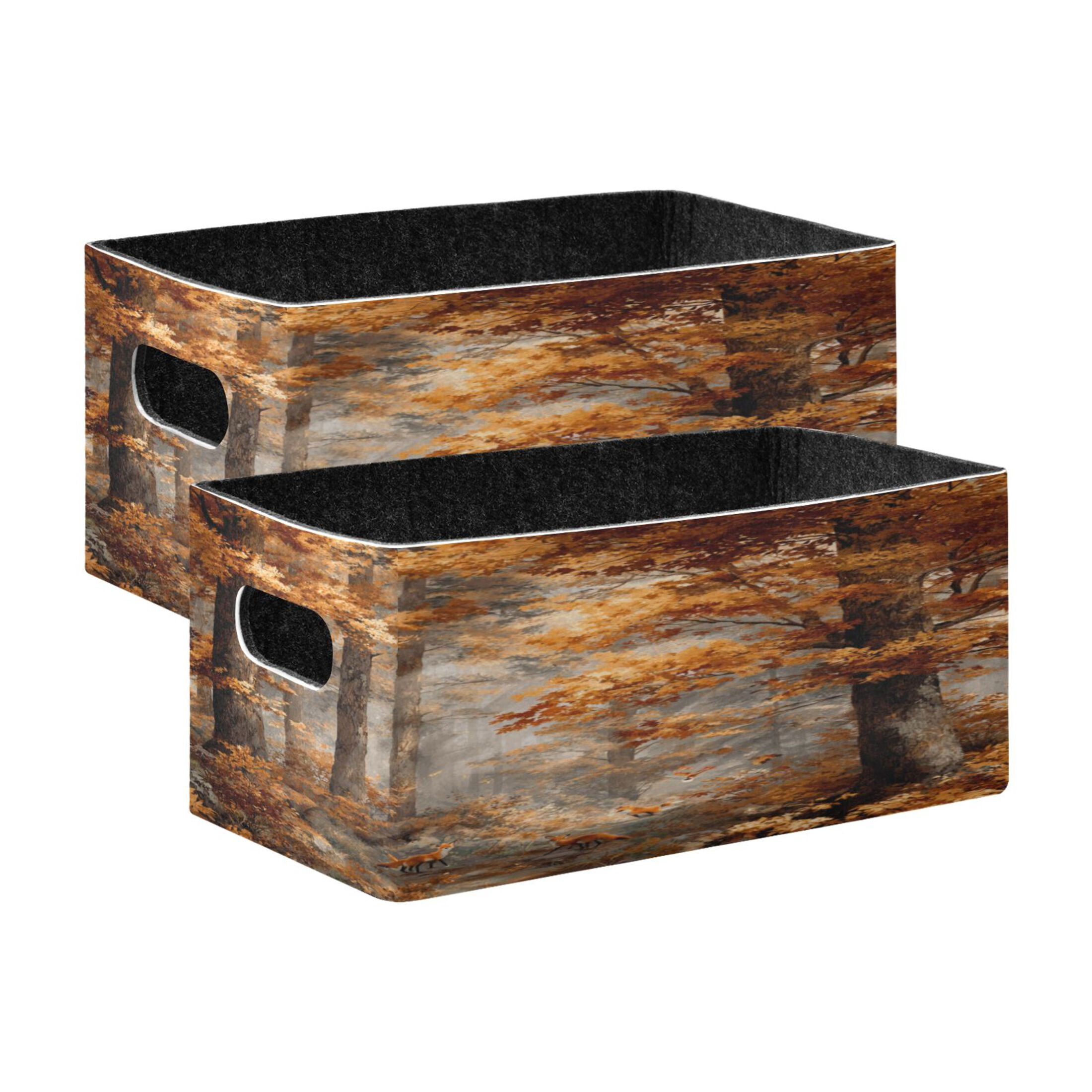 2 Pcs Foldable Felt Storage Bins Decorative Fabric Organizer Baskets ...