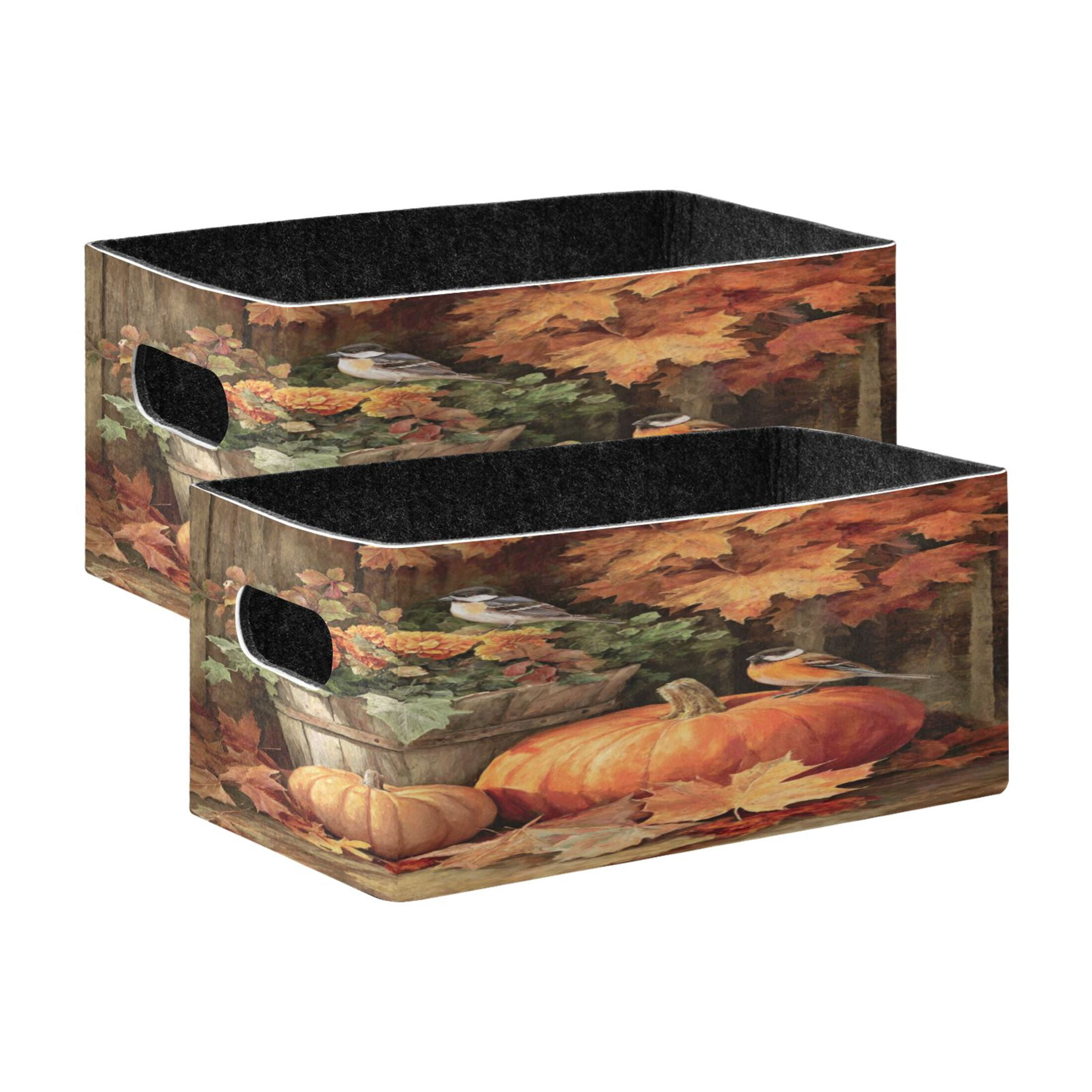 2 Pcs Foldable Felt Storage Bins Decorative Fabric Organizer Baskets ...