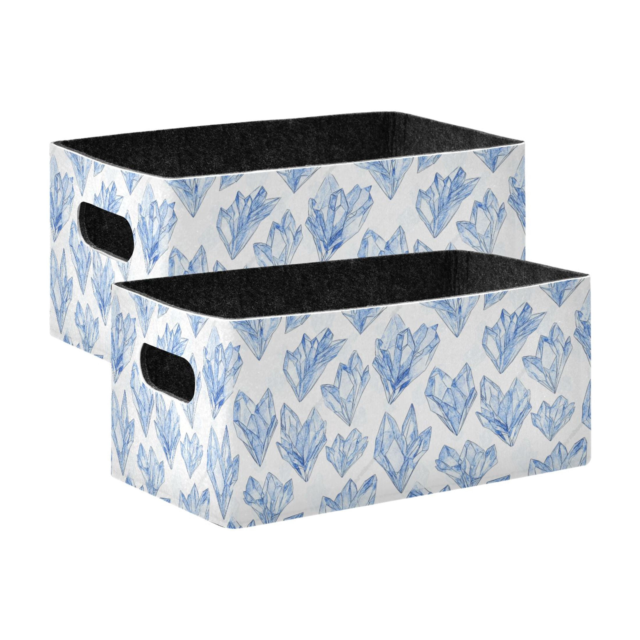 2 Pcs Foldable Felt Storage Bins Decorative Fabric Organizer Baskets ...