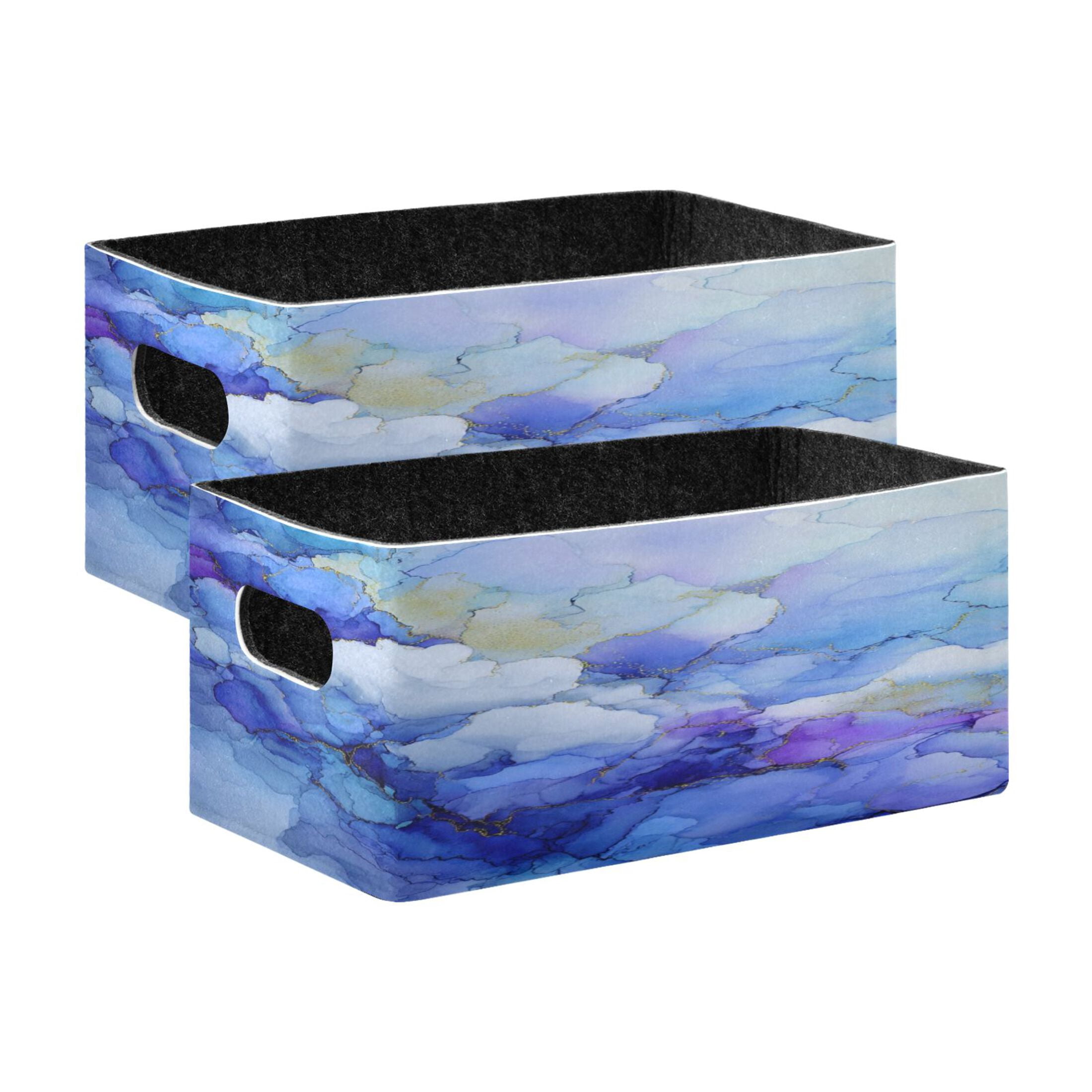 2 Pcs Foldable Felt Storage Bins Decorative Fabric Organizer Baskets ...