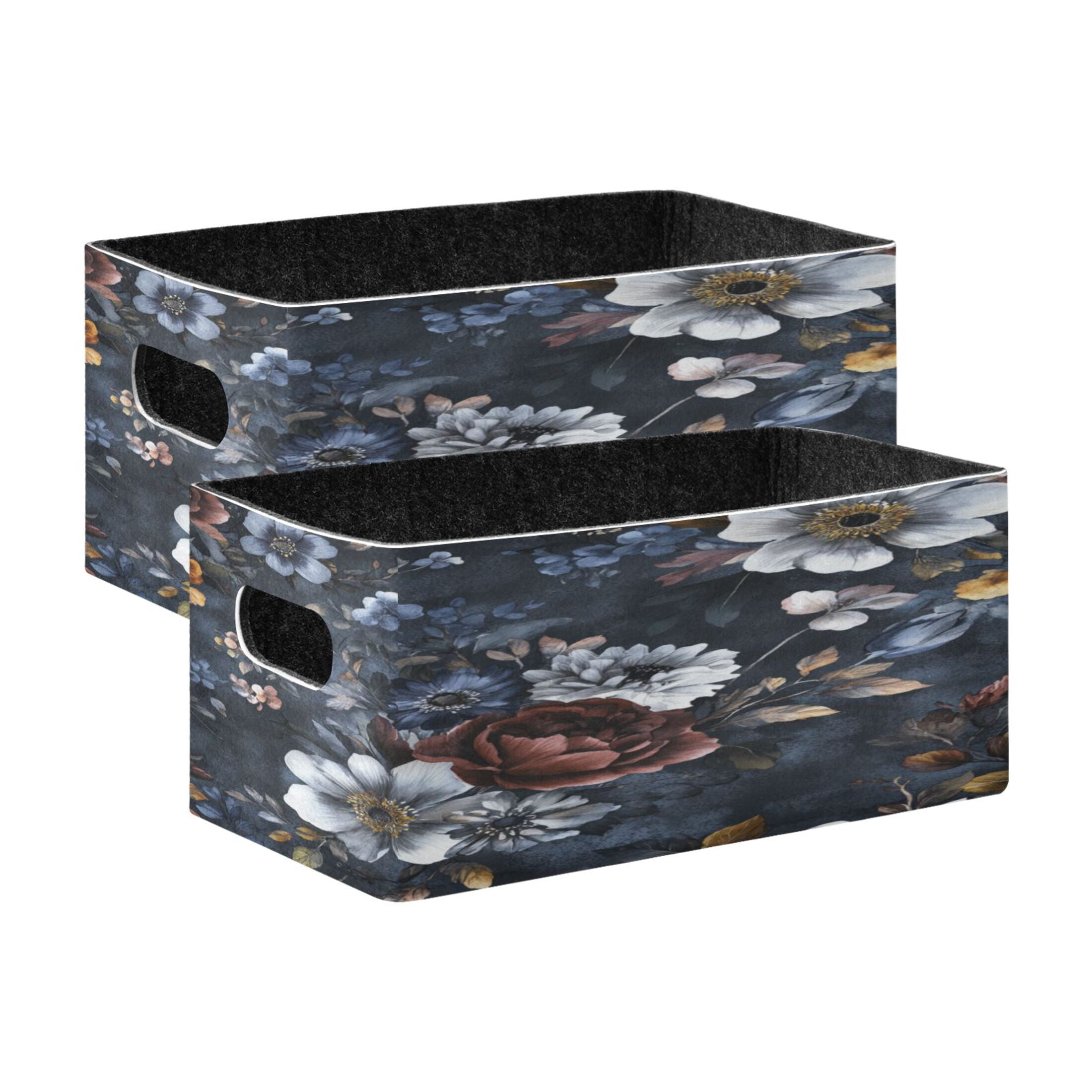 2 Pcs Foldable Felt Storage Bins Decorative Fabric Organizer Baskets ...