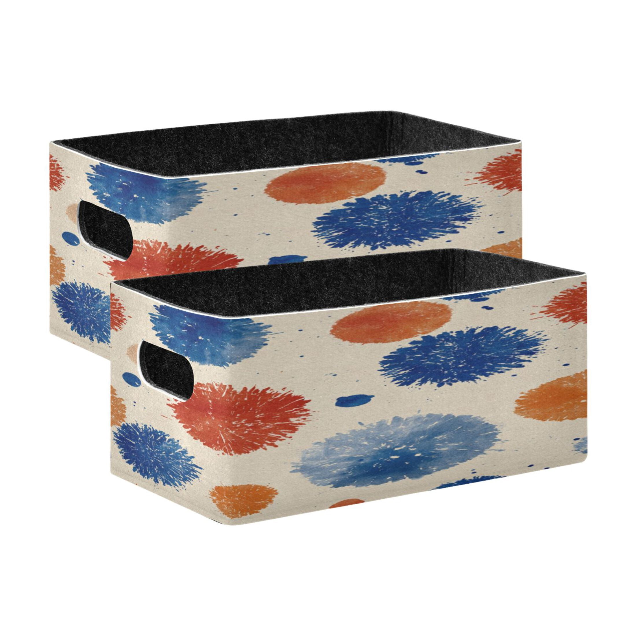 2 Pcs Foldable Felt Storage Bins Decorative Fabric Organizer Baskets ...