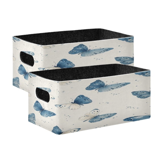 2 Pcs Foldable Felt Storage Bins Decorative Fabric Organizer Baskets ...