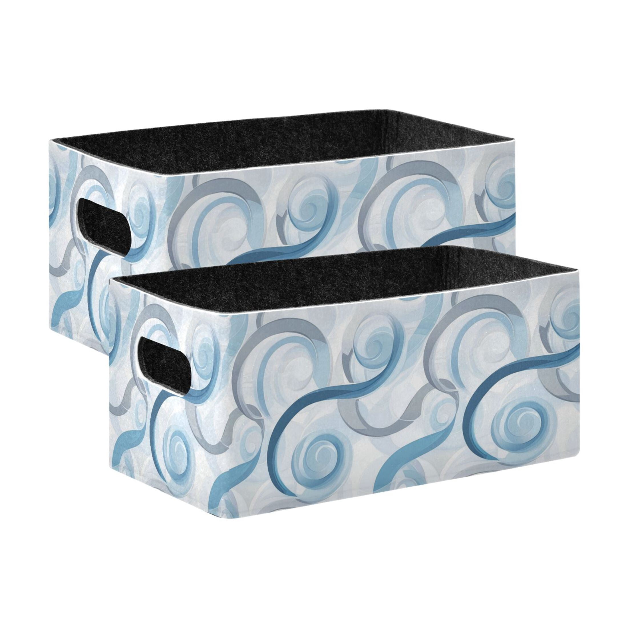 2 Pcs Foldable Felt Storage Bins Decorative Fabric Organizer Baskets ...