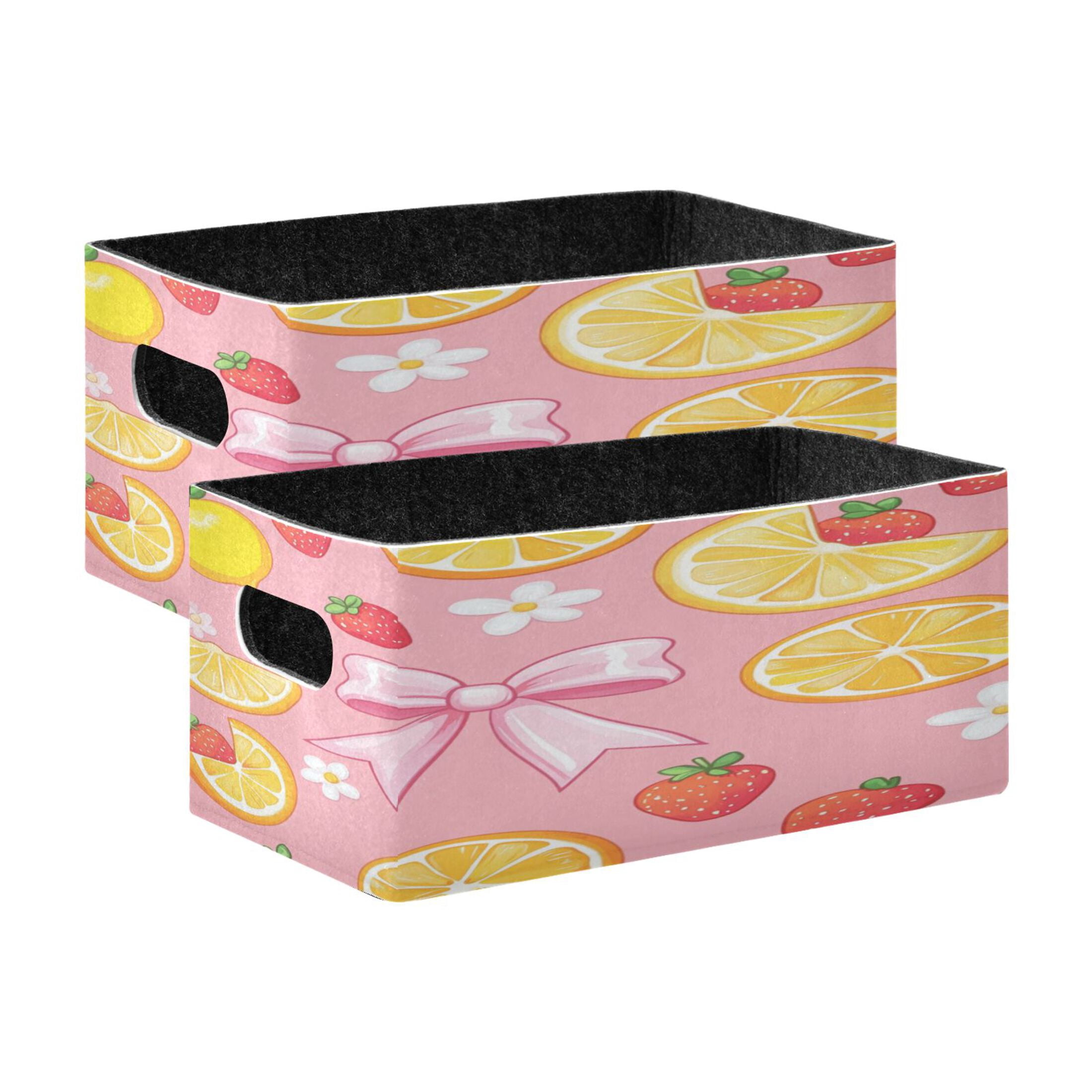 2 Pcs Foldable Felt Storage Bins Decorative Fabric Organizer Baskets ...