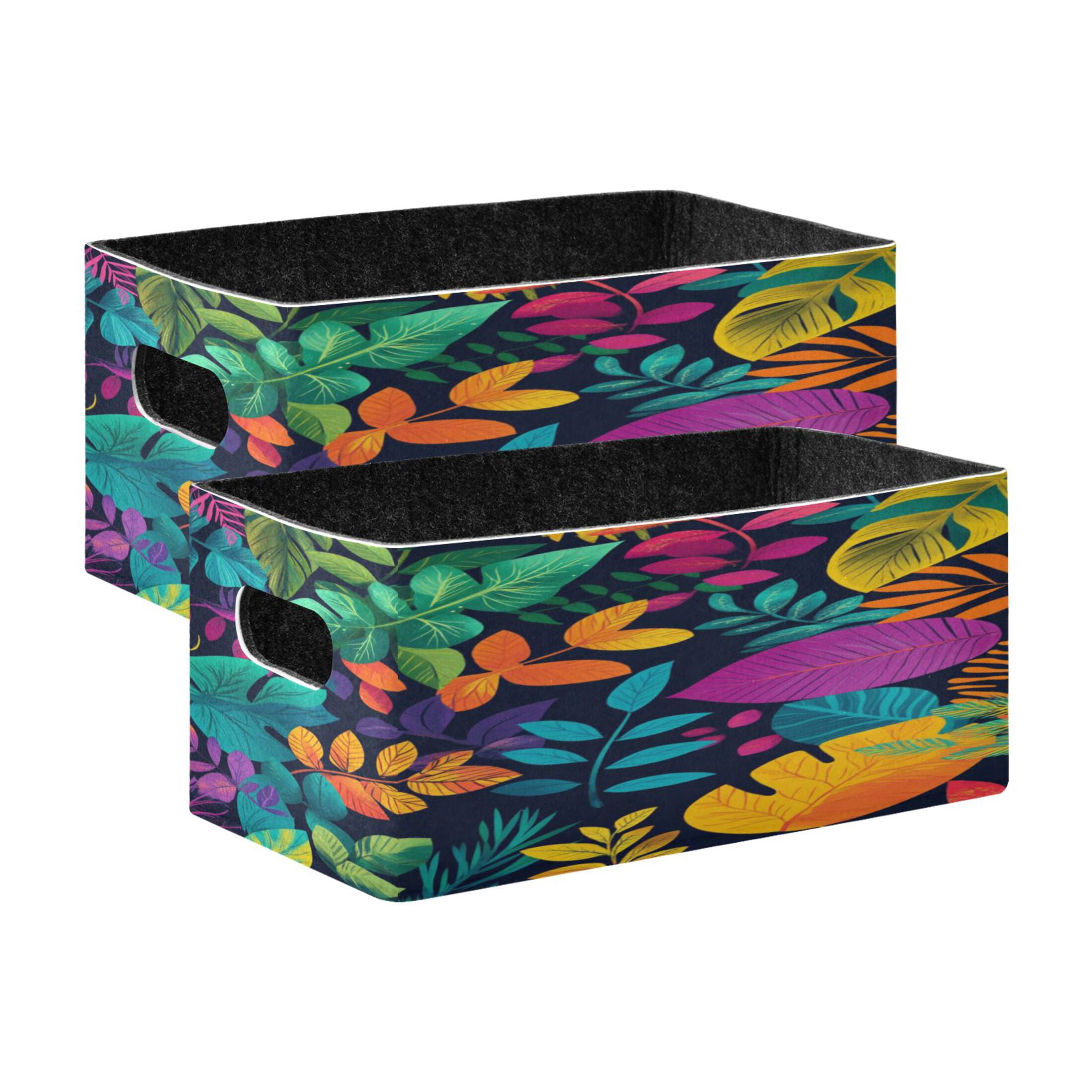 2 Pcs Foldable Felt Storage Bins Decorative Fabric Organizer Baskets ...