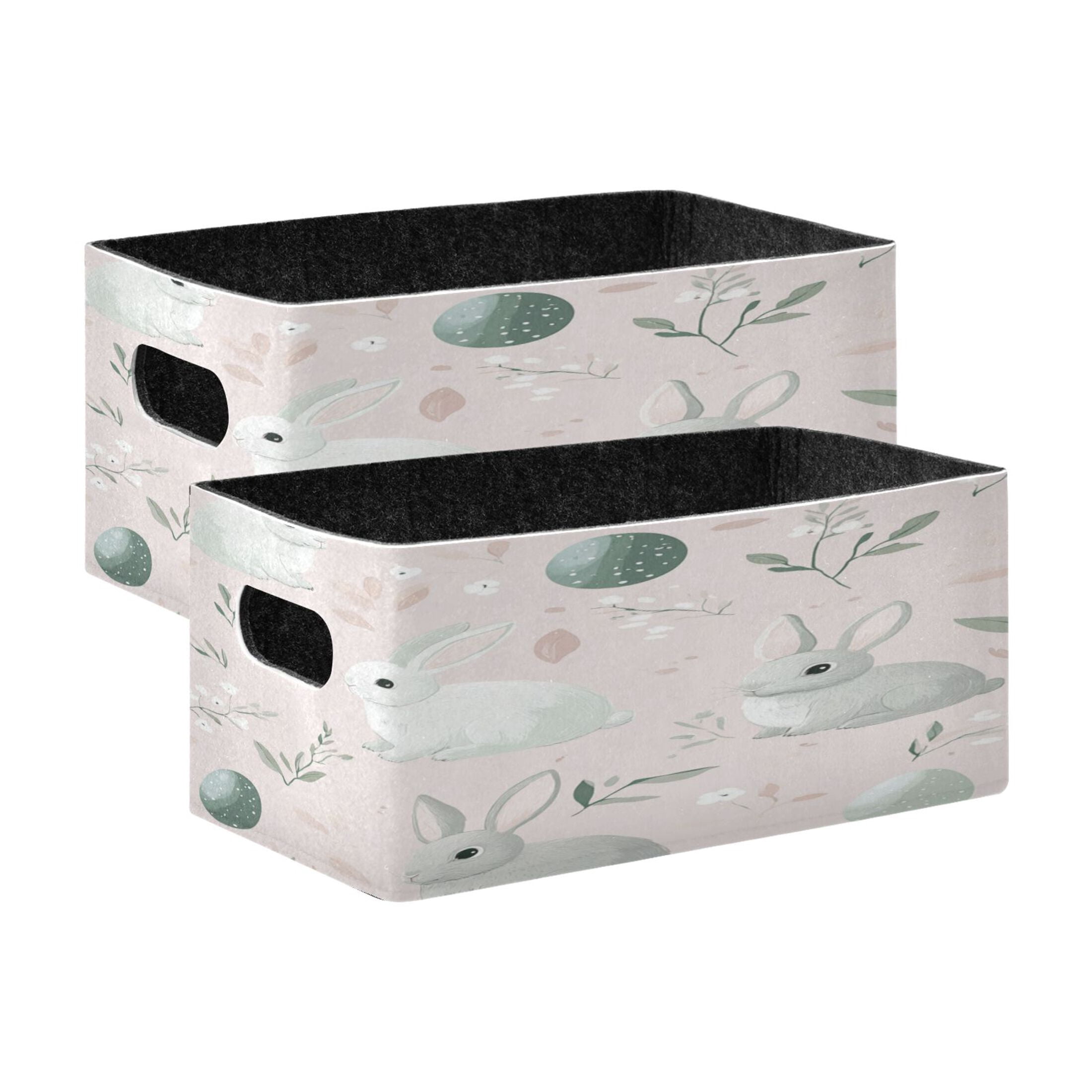 2 Pcs Foldable Felt Storage Bins Decorative Fabric Organizer Baskets ...