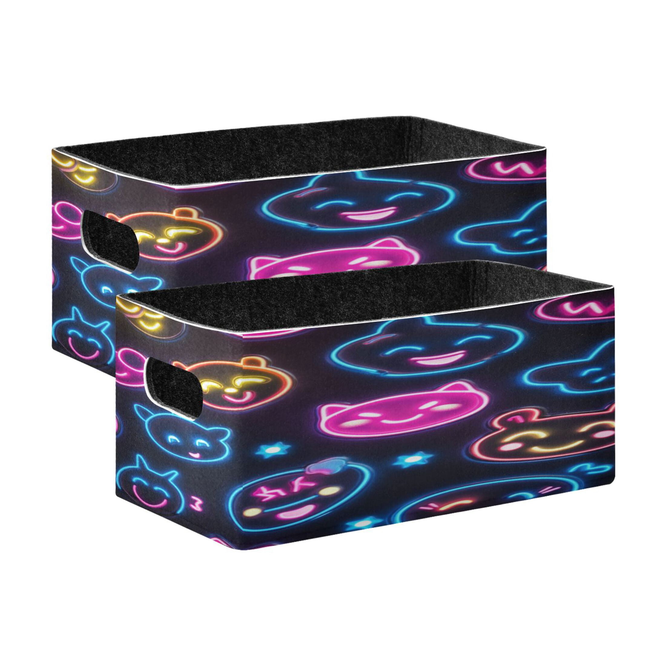 2 Pcs Foldable Felt Storage Bins Decorative Fabric Organizer Baskets ...
