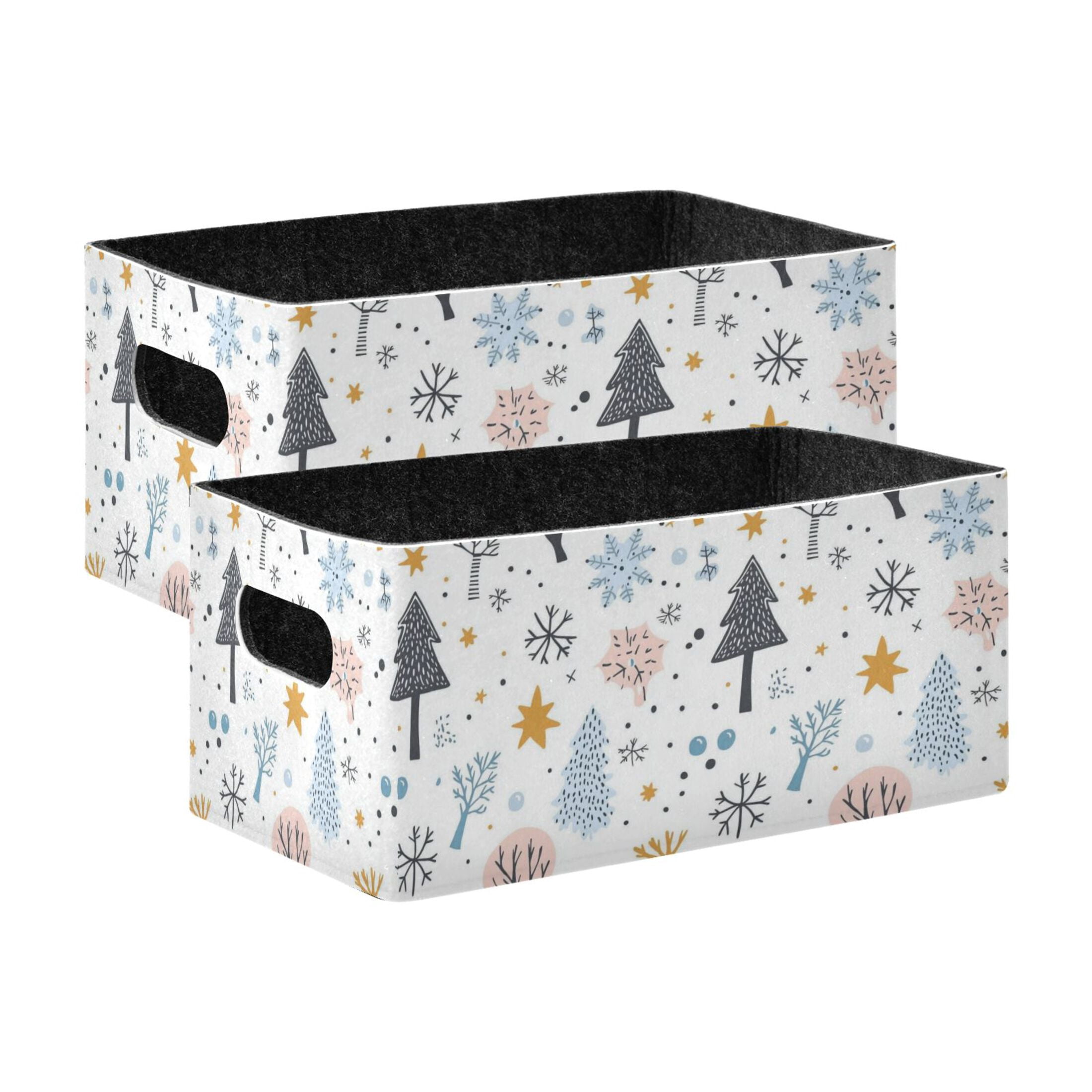 2 Pcs Foldable Felt Storage Bins Decorative Fabric Organizer Baskets ...