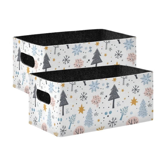 2 Pcs Foldable Felt Storage Bins Decorative Fabric Organizer Baskets ...