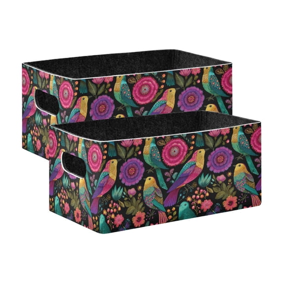 2 Pcs Foldable Felt Storage Bins Decorative Fabric Organizer Baskets ...