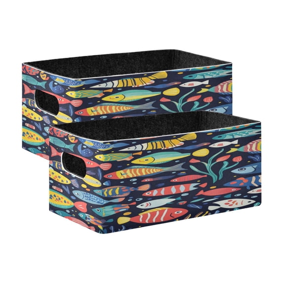 2 Pcs Foldable Felt Storage Bins Decorative Fabric Organizer Baskets ...
