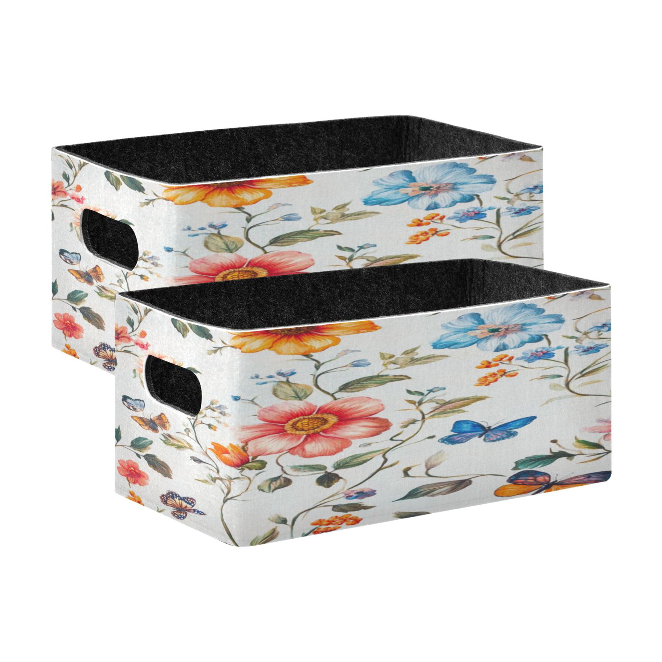 2 Pcs Foldable Felt Storage Bins Decorative Fabric Organizer Baskets ...