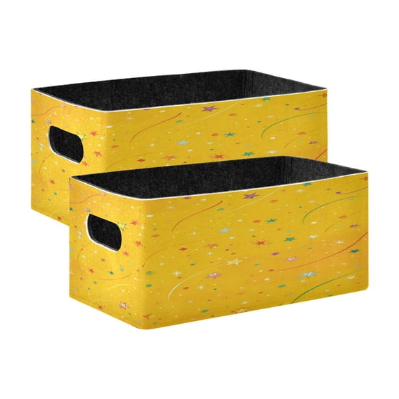 2 Pcs Foldable Felt Storage Bins Decorative Fabric Organizer Baskets ...
