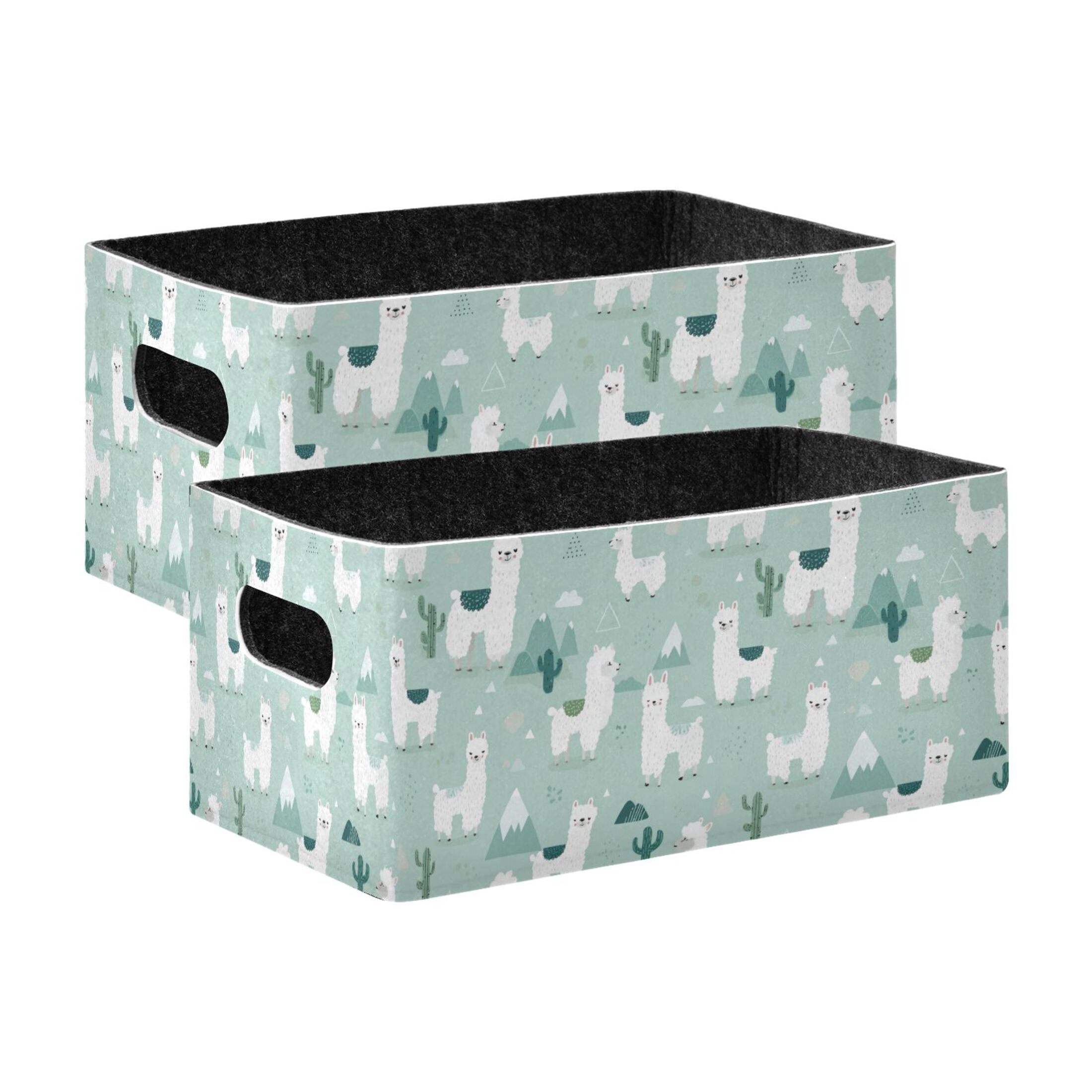 2 Pcs Foldable Felt Storage Bins Decorative Fabric Organizer Baskets ...