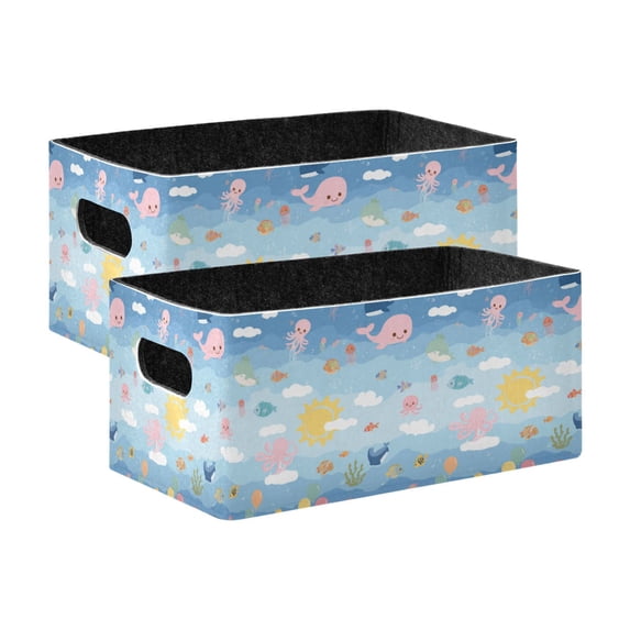 2 Pcs Foldable Felt Storage Bins Decorative Fabric Organizer Baskets ...