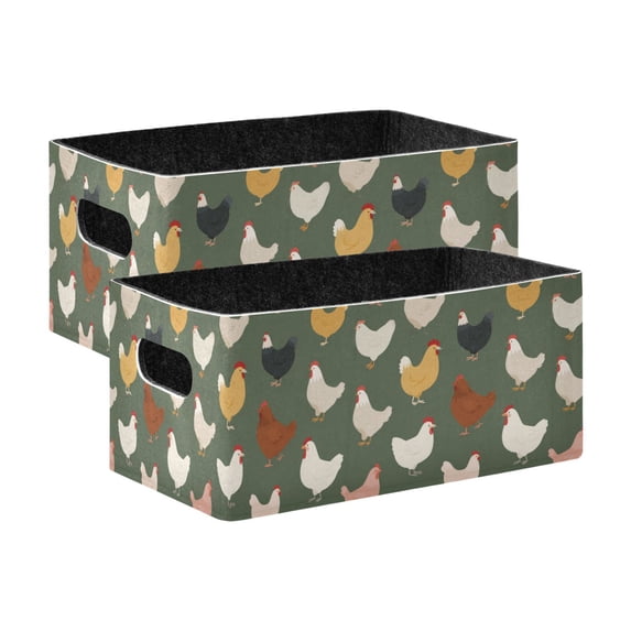 2 Pcs Foldable Felt Storage Bins Decorative Fabric Organizer Baskets ...