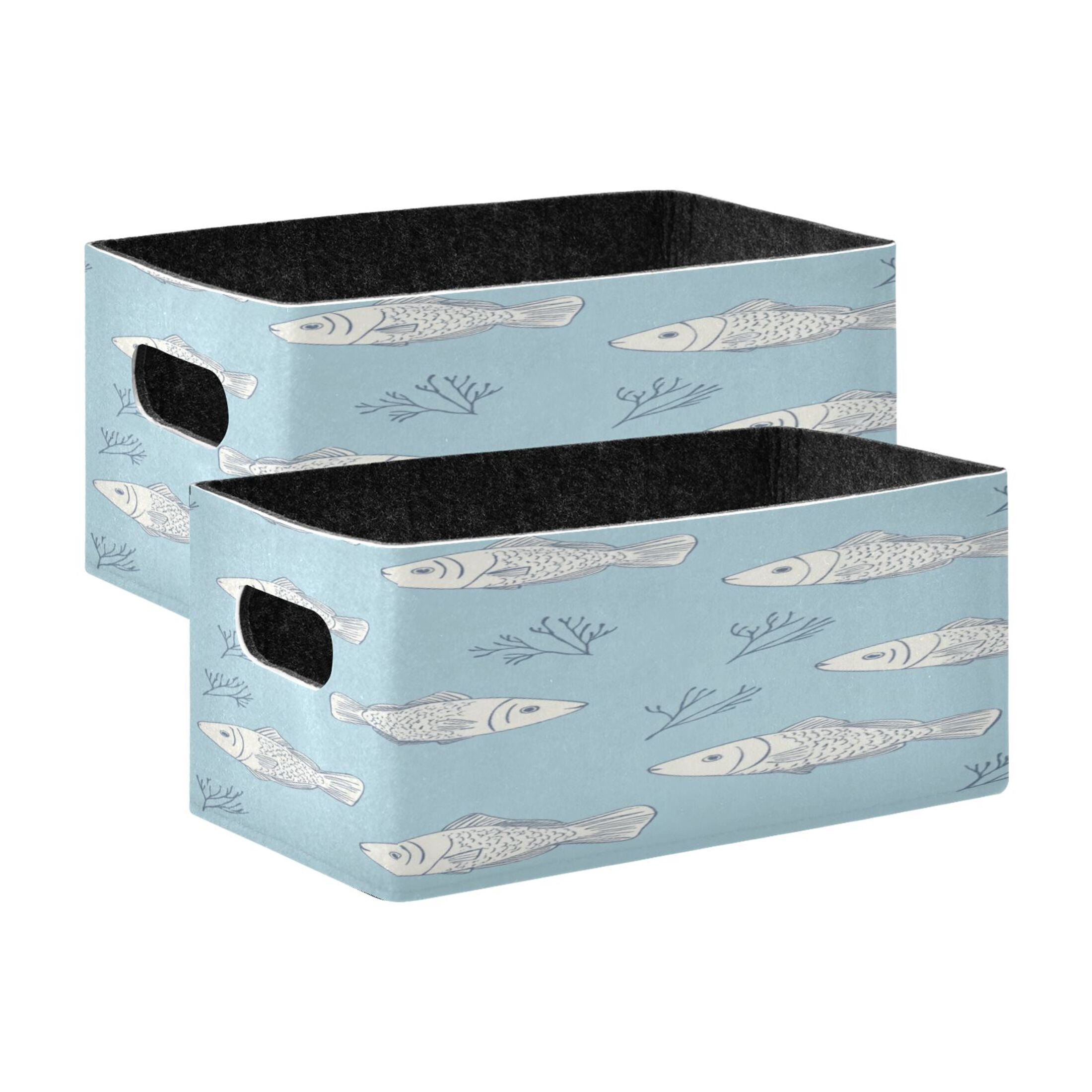 2 Pcs Foldable Felt Storage Bins Decorative Fabric Organizer Baskets ...