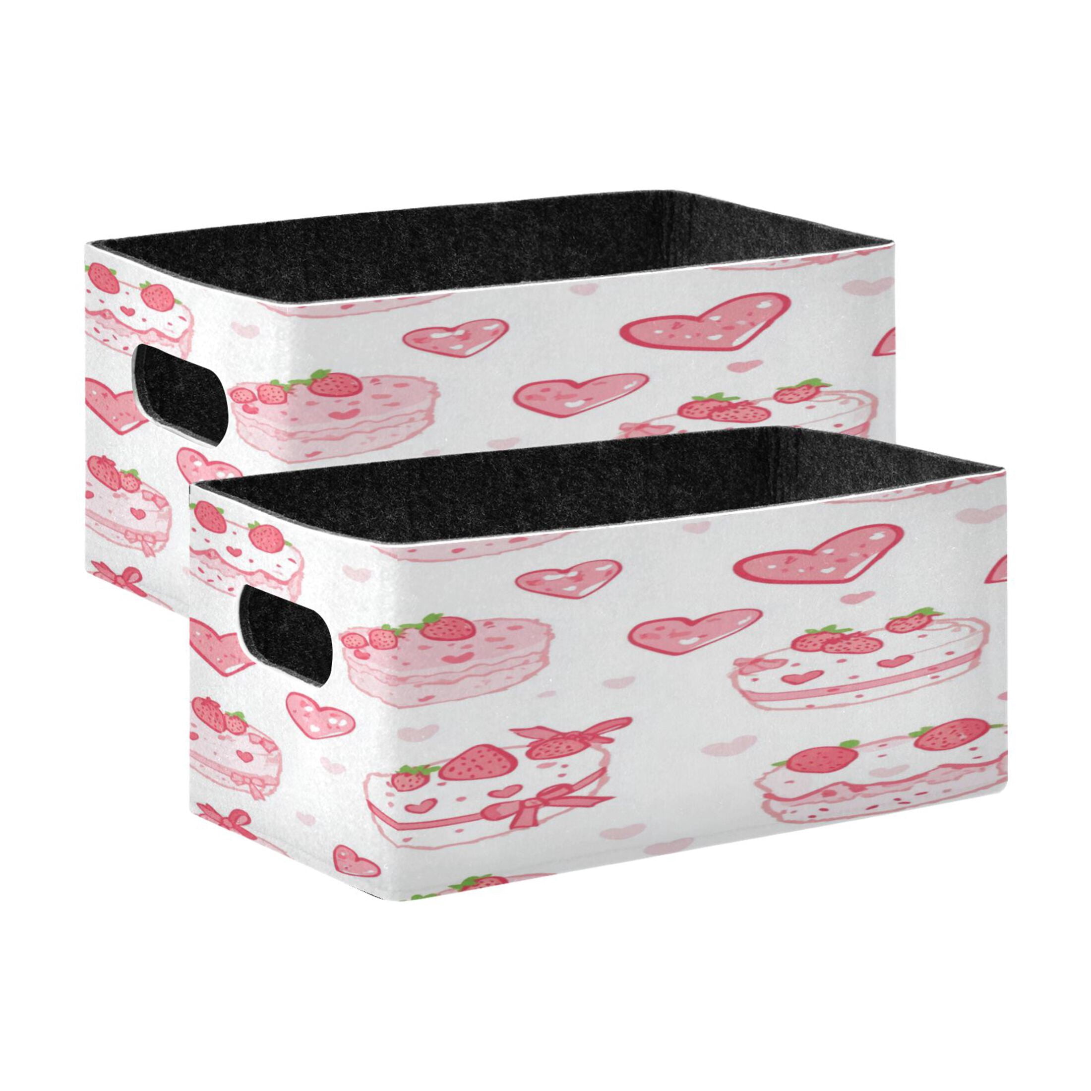 2 Pcs Foldable Felt Storage Bins Decorative Fabric Organizer Baskets ...