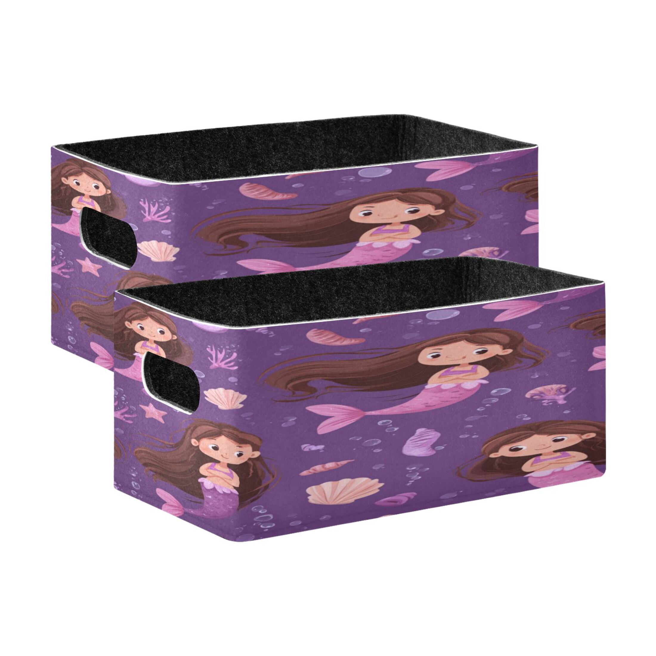 2 Pcs Foldable Felt Storage Bins Decorative Fabric Organizer Baskets ...