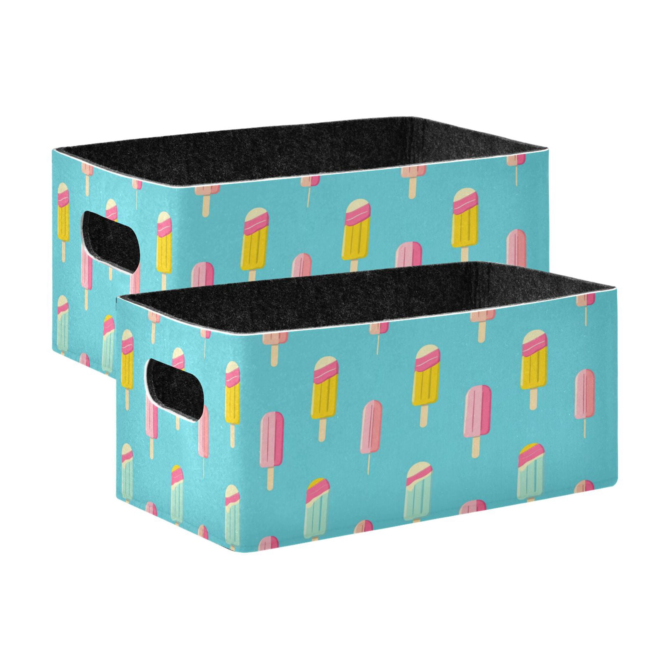 2 Pcs Foldable Felt Storage Bins Decorative Fabric Organizer Baskets ...
