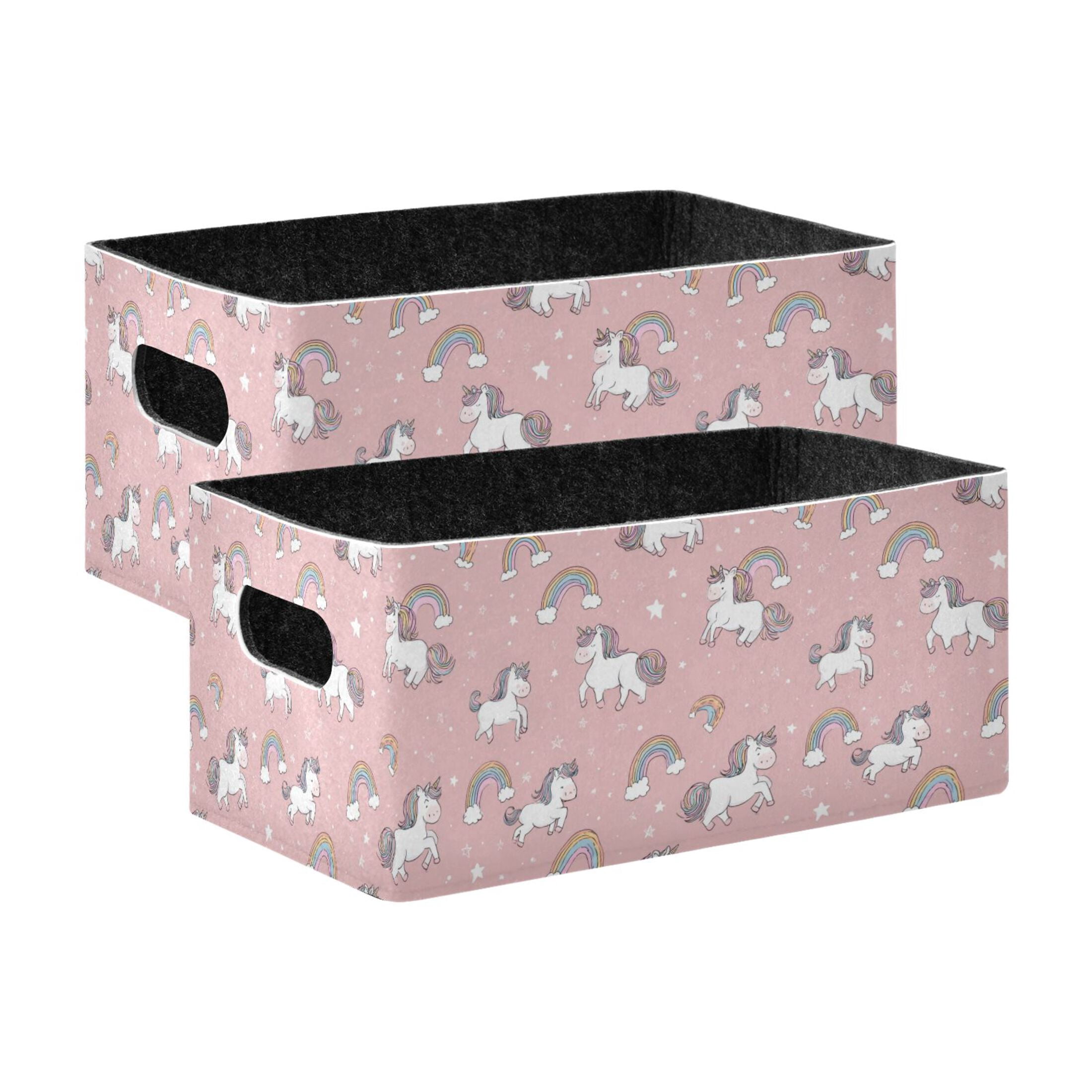 2 Pcs Foldable Felt Storage Bins Decorative Fabric Organizer Baskets ...