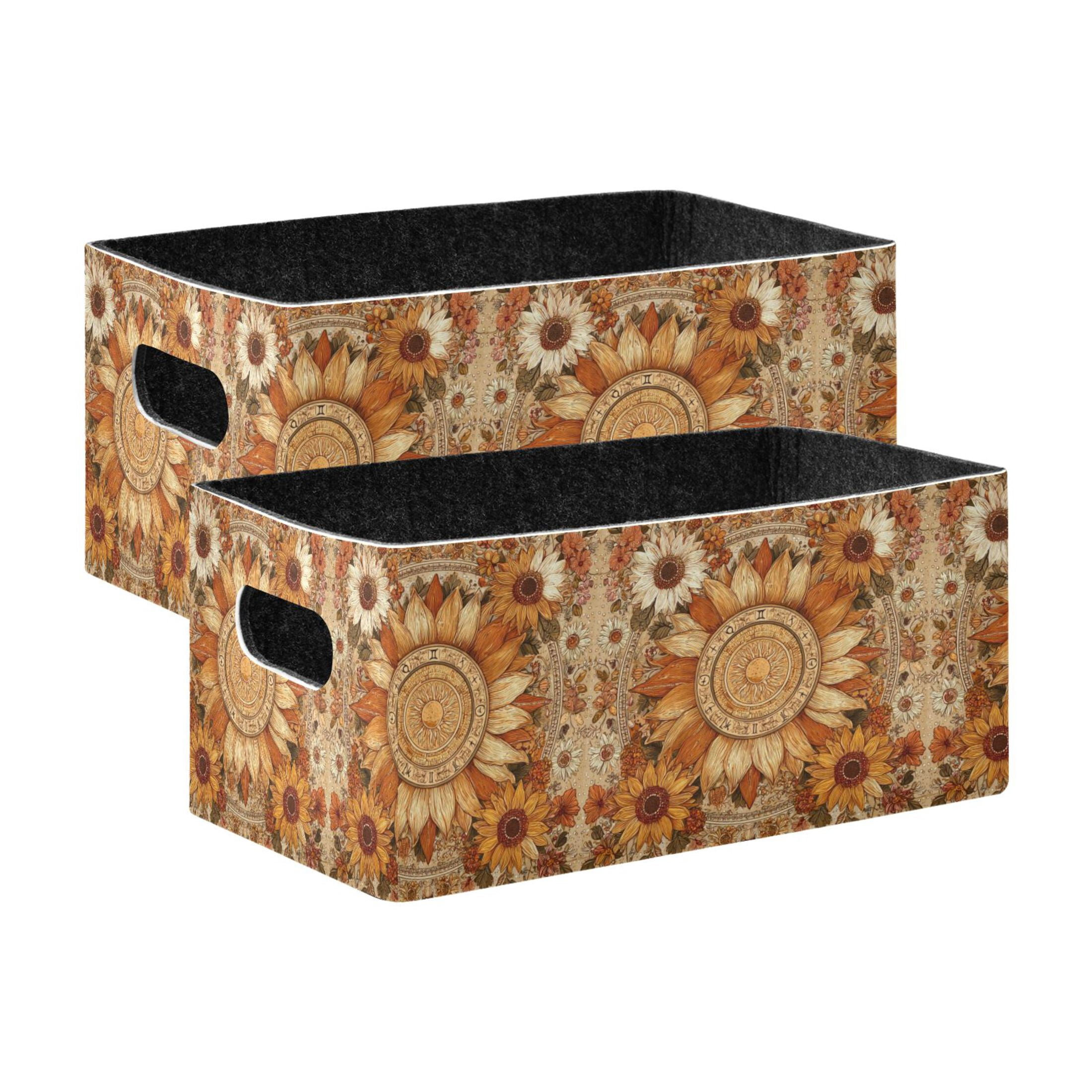 2 Pcs Foldable Felt Storage Bins Decorative Fabric Organizer Baskets ...