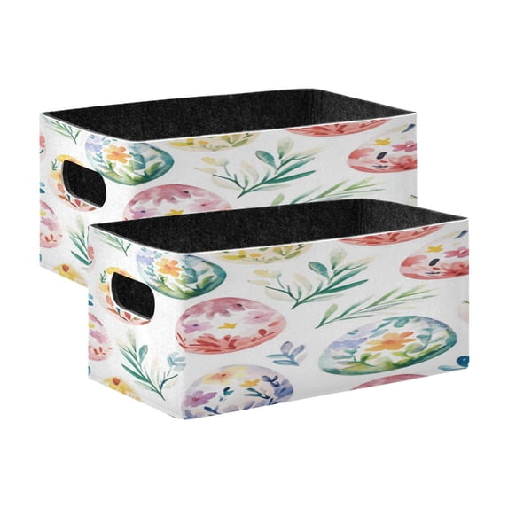 2 Pcs Foldable Felt Storage Bins Decorative Fabric Organizer Baskets ...