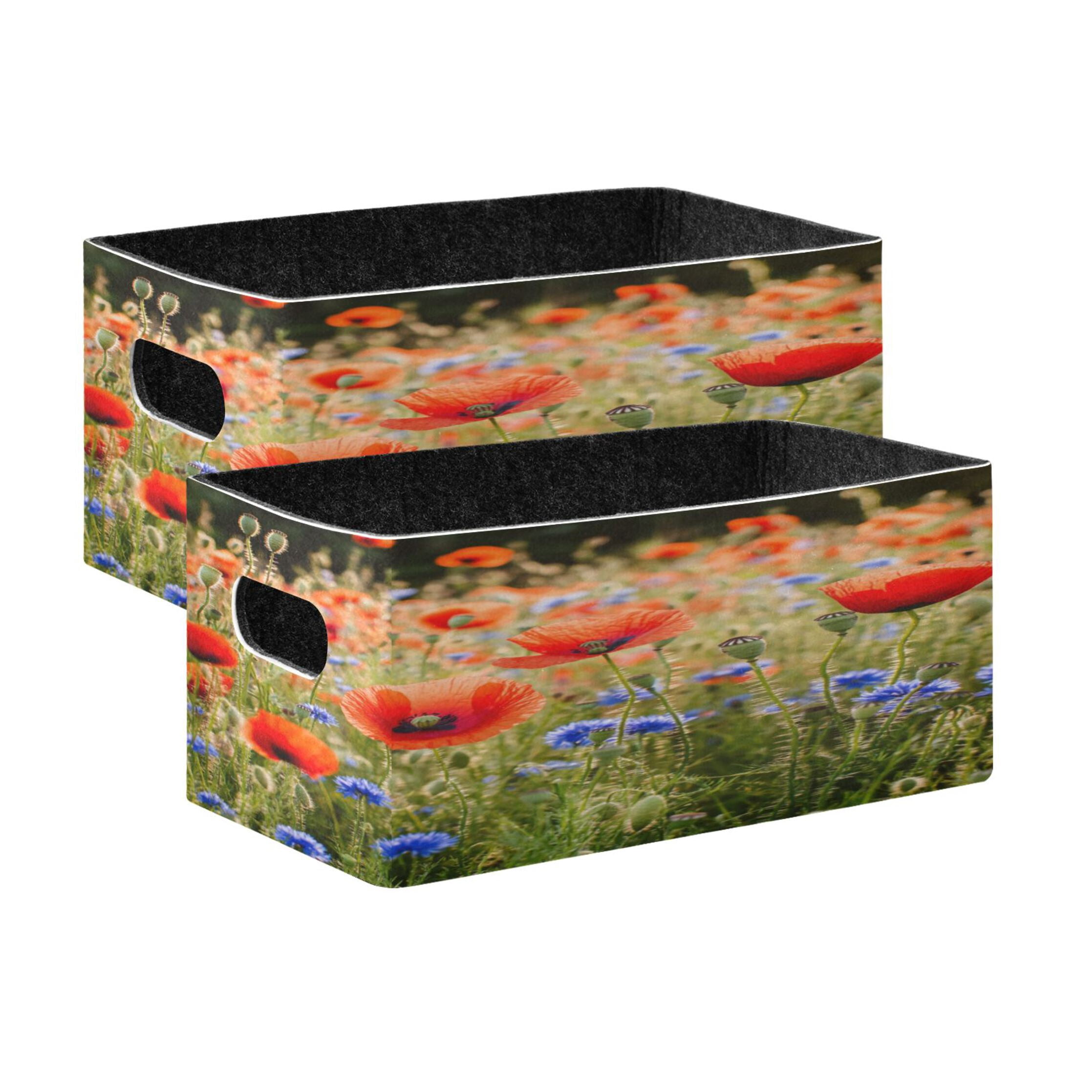 2 Pcs Foldable Felt Storage Bins Decorative Fabric Organizer Baskets ...