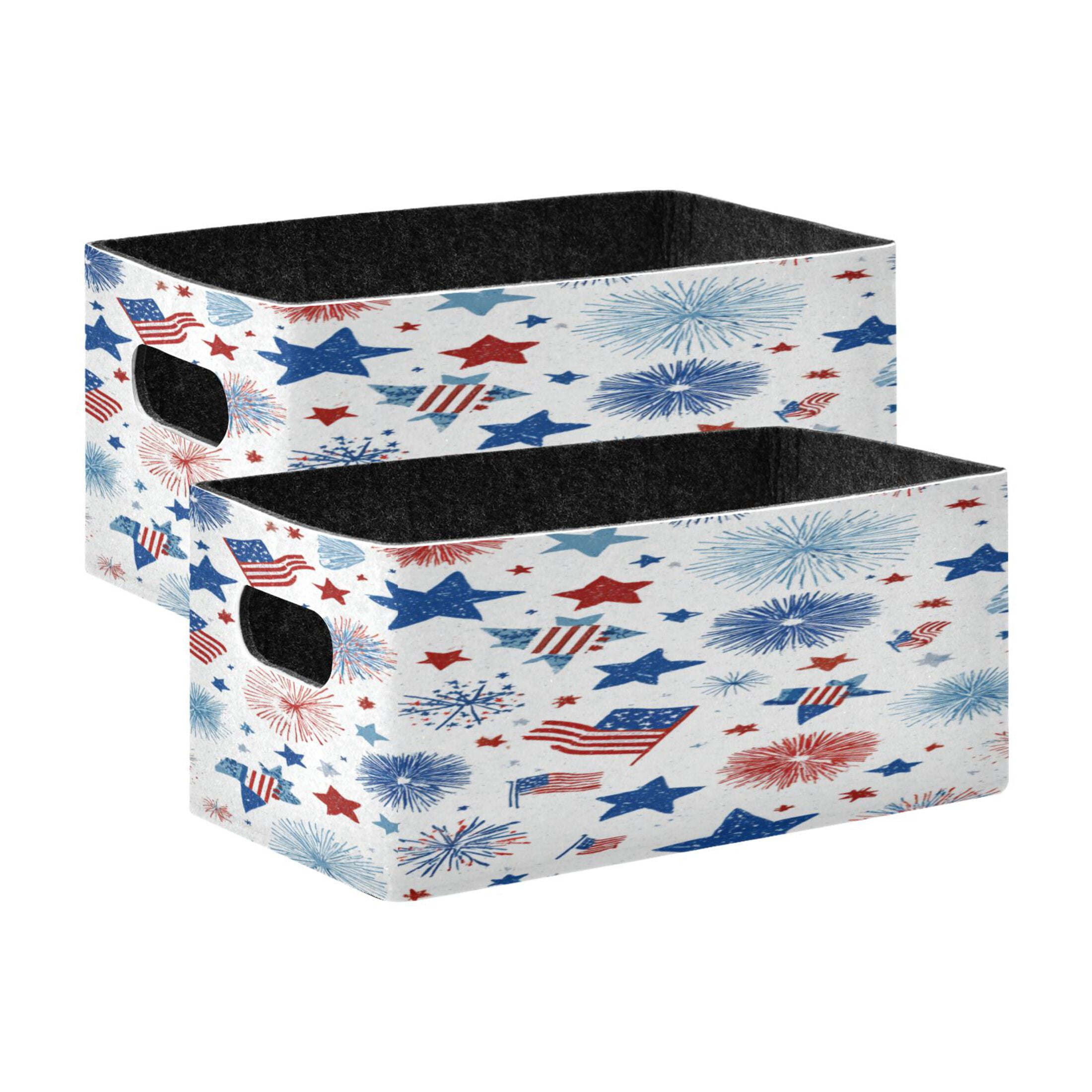 2 Pcs Foldable Felt Storage Bins Decorative Fabric Organizer Baskets ...