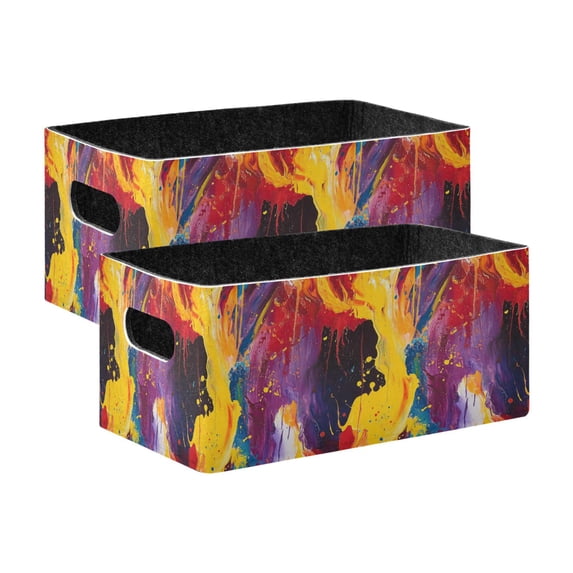 2 Pcs Foldable Felt Storage Bins Decorative Fabric Organizer Baskets ...