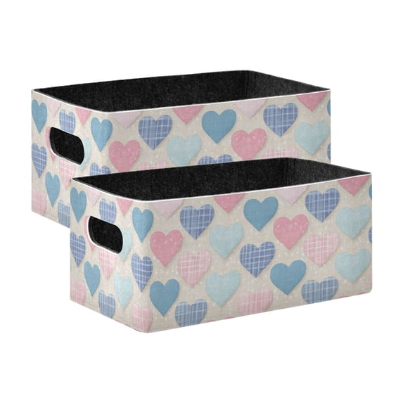 2 Pcs Foldable Felt Storage Bins Decorative Fabric Organizer Baskets ...