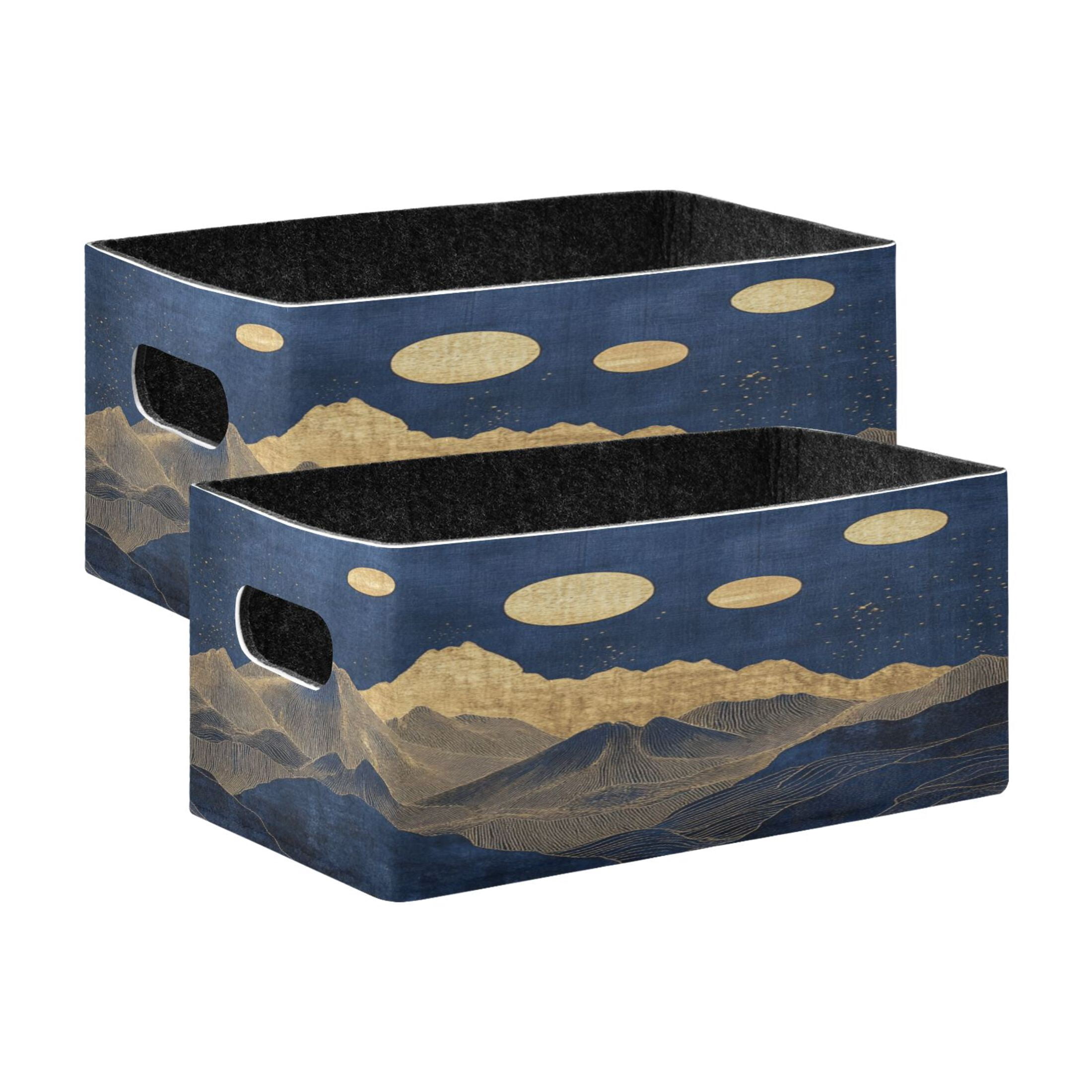 2 Pcs Foldable Felt Storage Bins Decorative Fabric Organizer Baskets ...