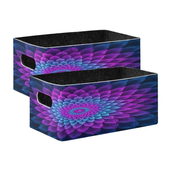 2 Pcs Foldable Felt Storage Bins Decorative Fabric Organizer Baskets ...