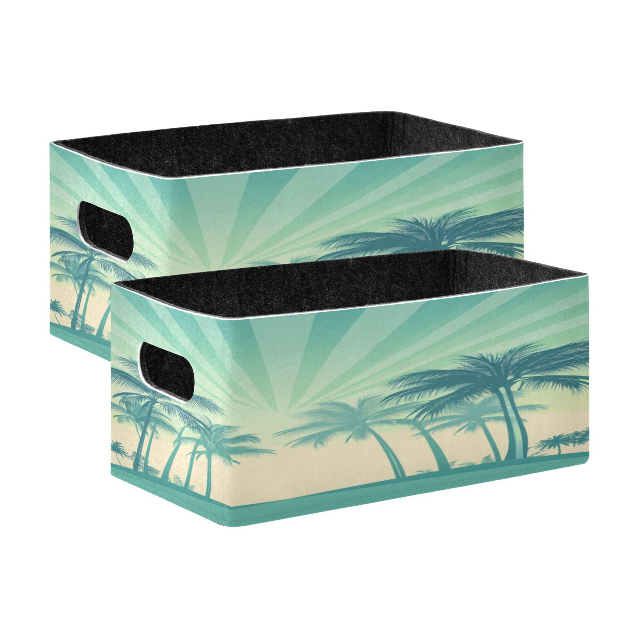 2 Pcs Foldable Felt Storage Bins Decorative Fabric Organizer Baskets ...