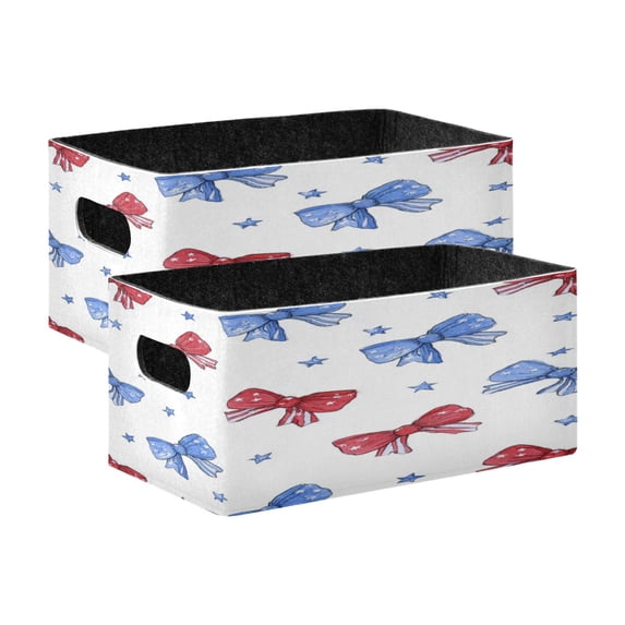 2 Pcs Foldable Felt Storage Bins Decorative Fabric Organizer Baskets ...