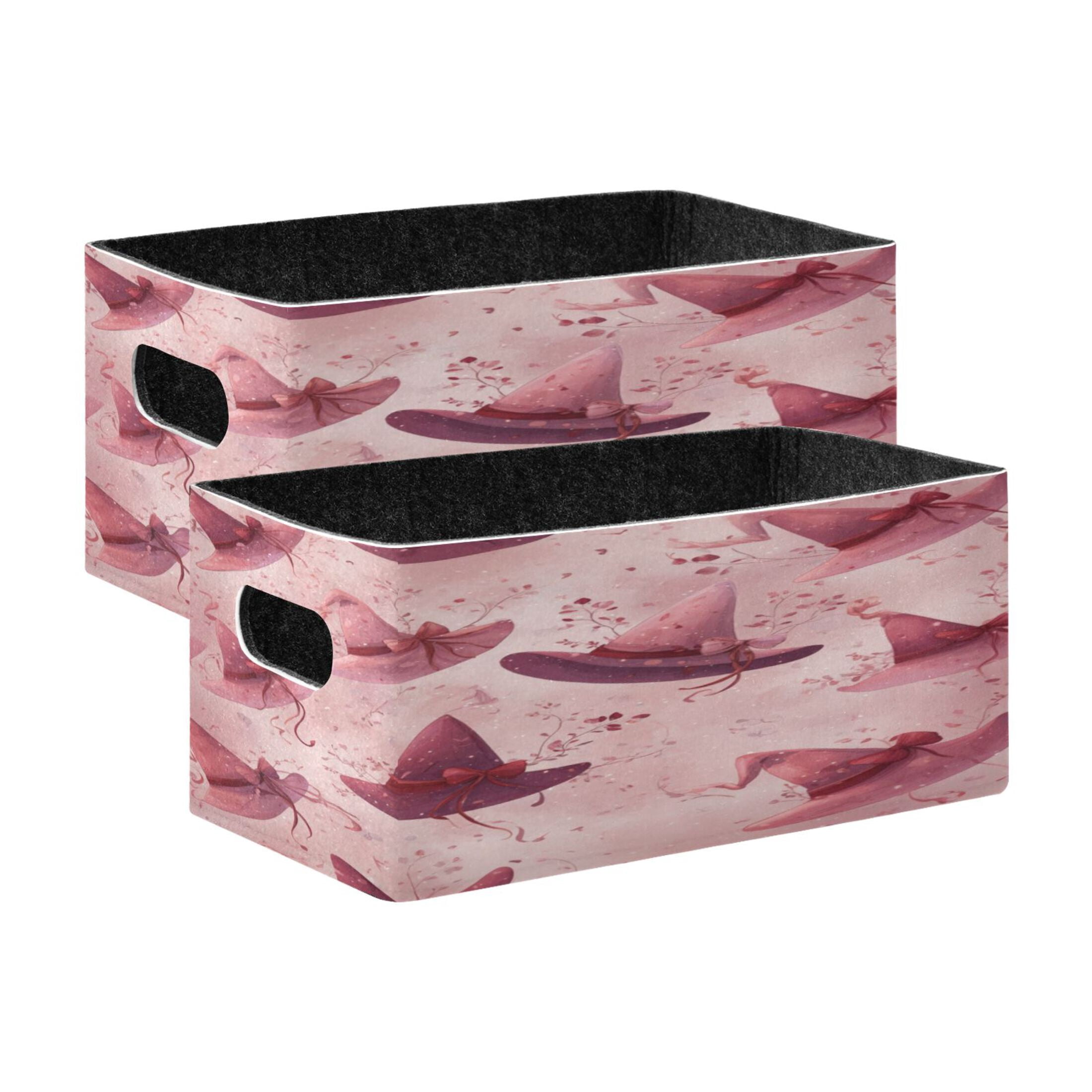 2 Pcs Foldable Felt Storage Bins Decorative Fabric Organizer Baskets ...