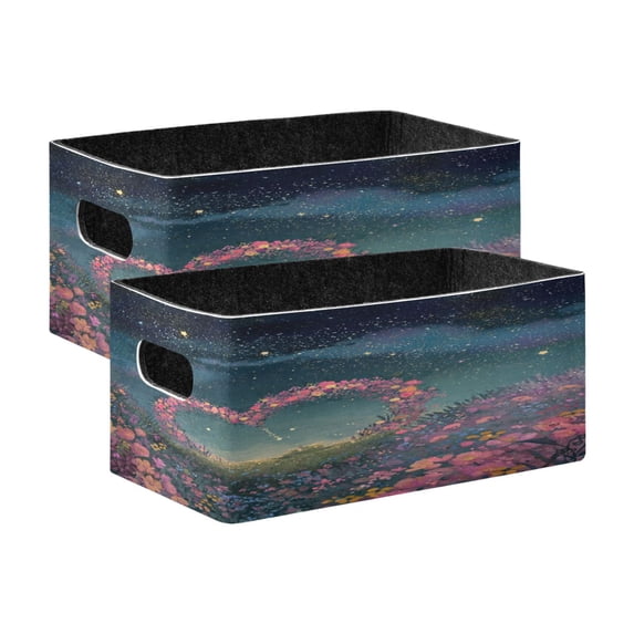 2 Pcs Foldable Felt Storage Bins Decorative Fabric Organizer Baskets ...