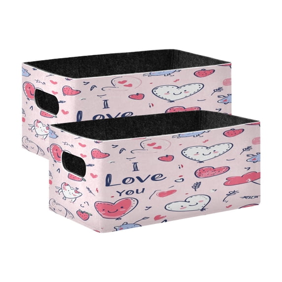2 Pcs Foldable Felt Storage Bins Decorative Fabric Organizer Baskets ...