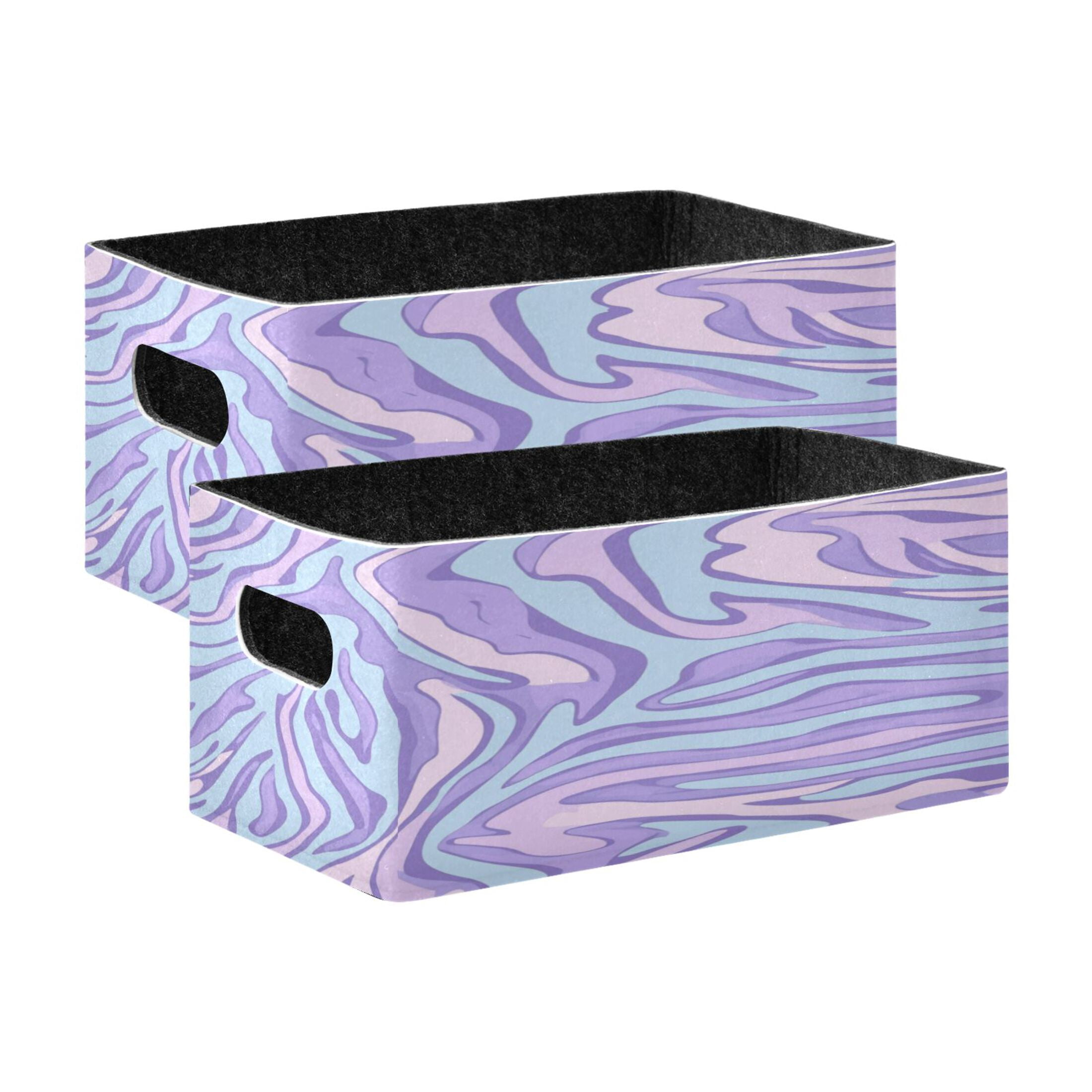 2 Pcs Foldable Felt Storage Bins Decorative Fabric Organizer Baskets ...