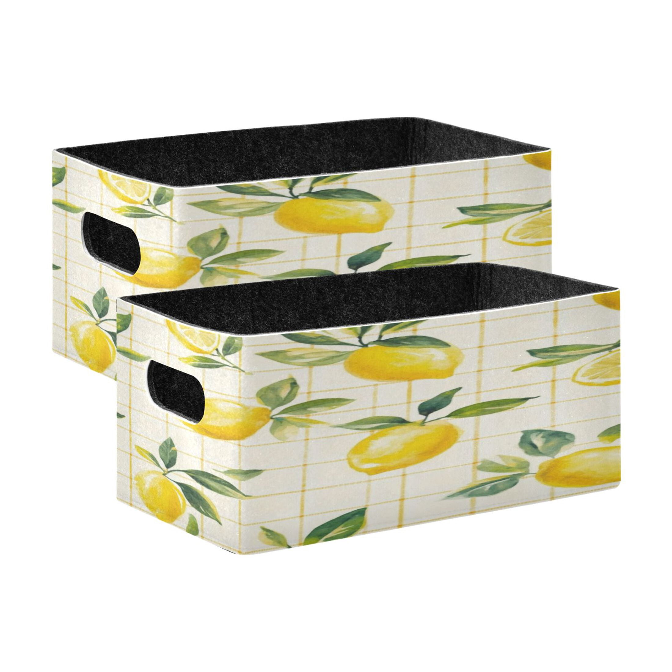 2 Pcs Foldable Felt Storage Bins Decorative Fabric Organizer Baskets ...