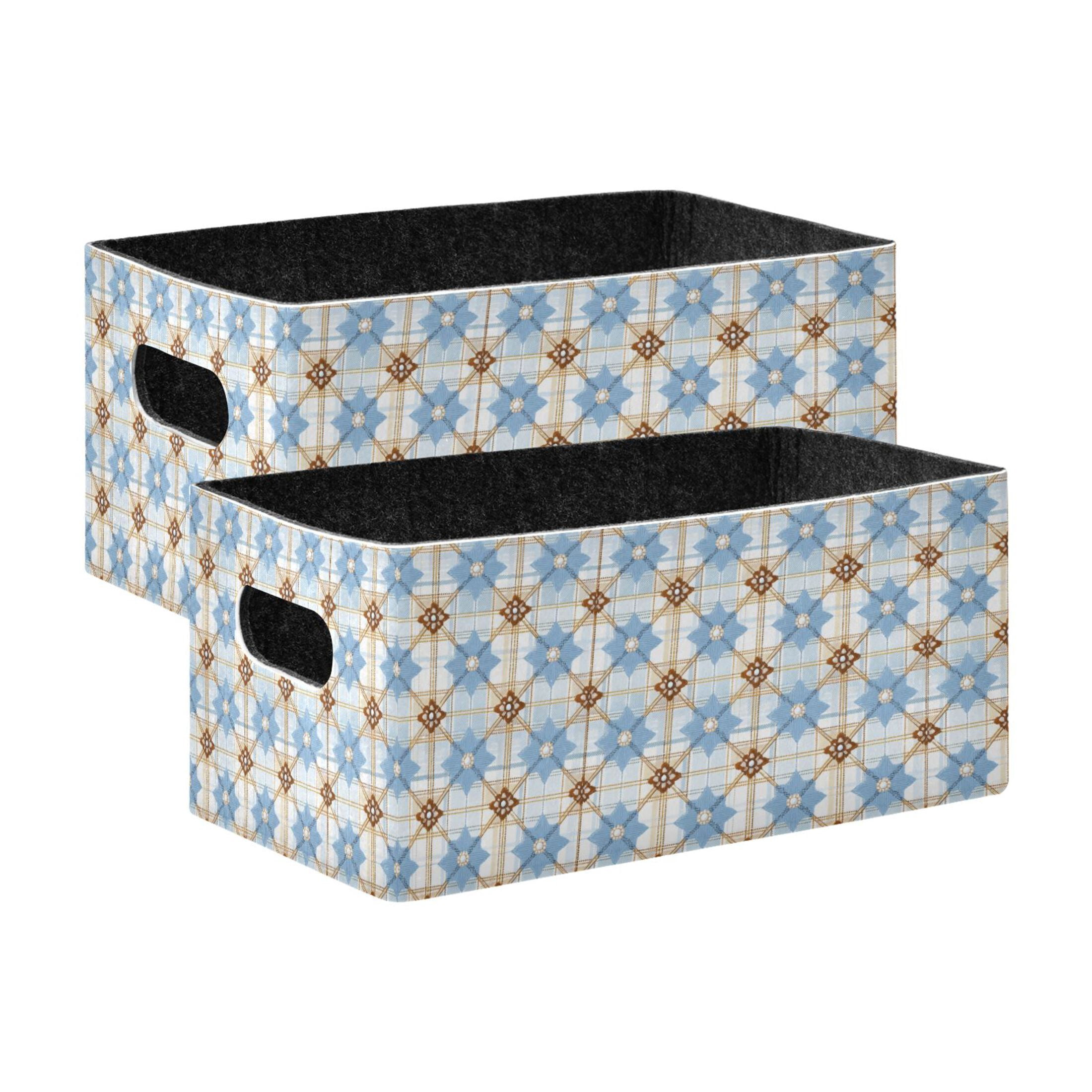 2 Pcs Foldable Felt Storage Bins Decorative Fabric Organizer Baskets ...
